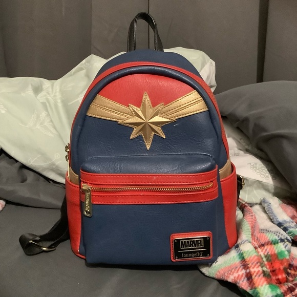 Loungefly X Marvel | Bags | Captain Marvel Loungefly Mini Backpack ...